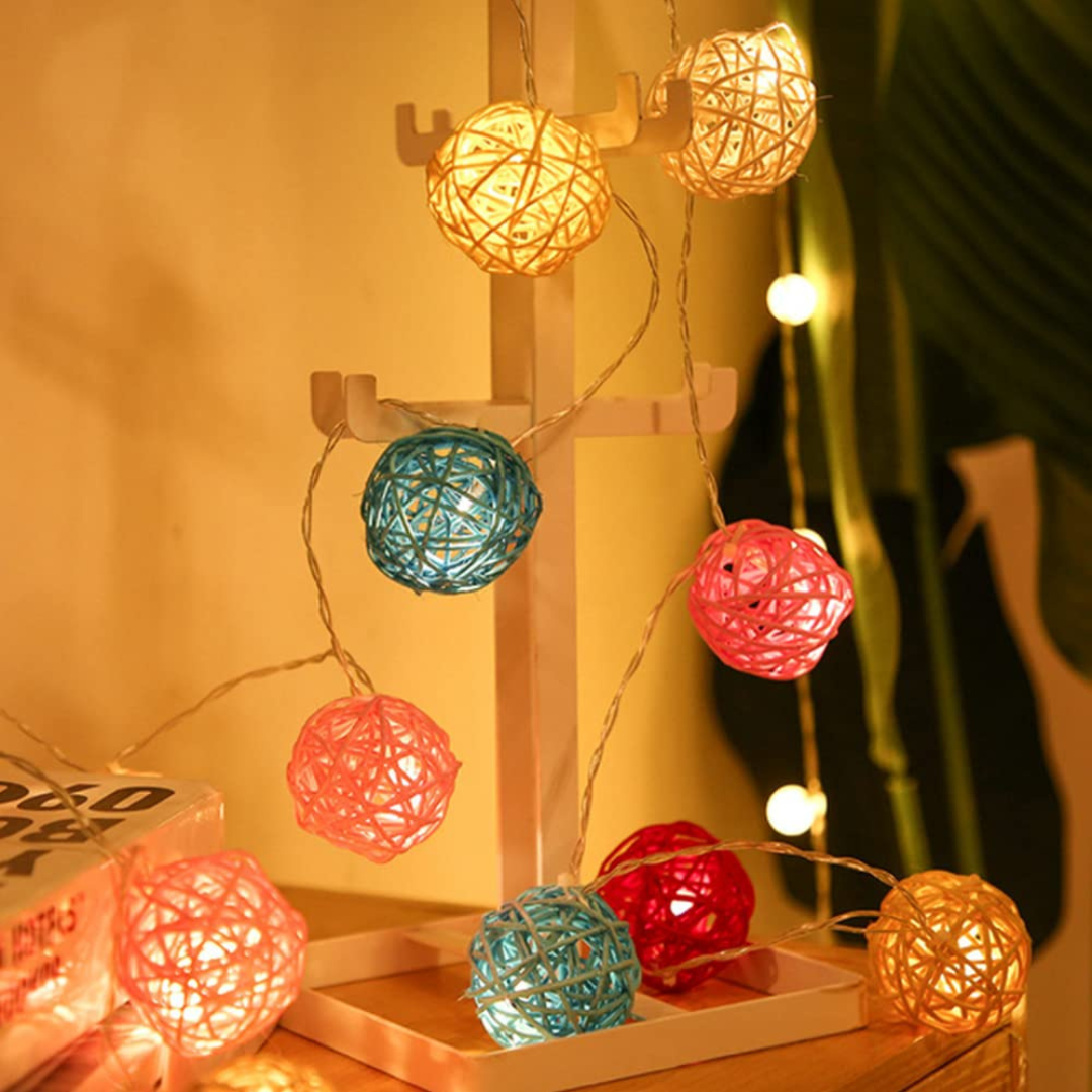 Enhance your ambiance with our LED Rattan Ball String Lights – Chronos ...