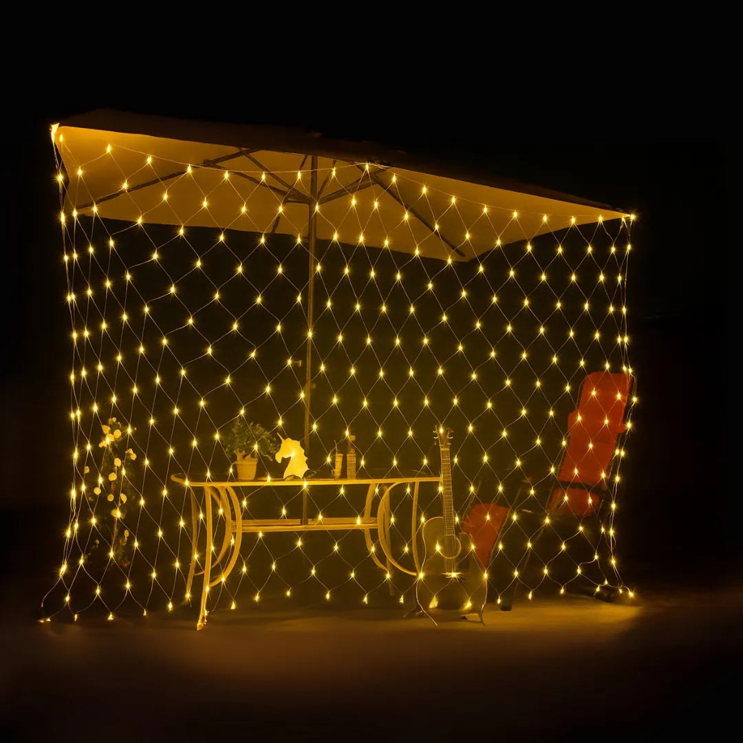 Warm White LED String Mesh Net Lights - Enhance Outdoor Ambiance ...