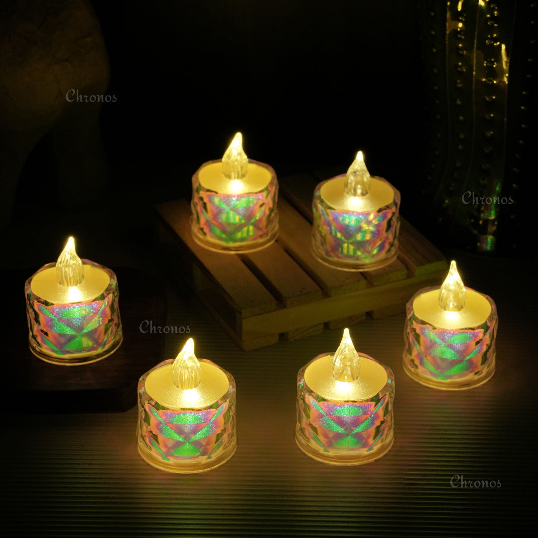 Crystal Diamond Reflection LED Tealight Candle | Rainbow – Chronos Lights