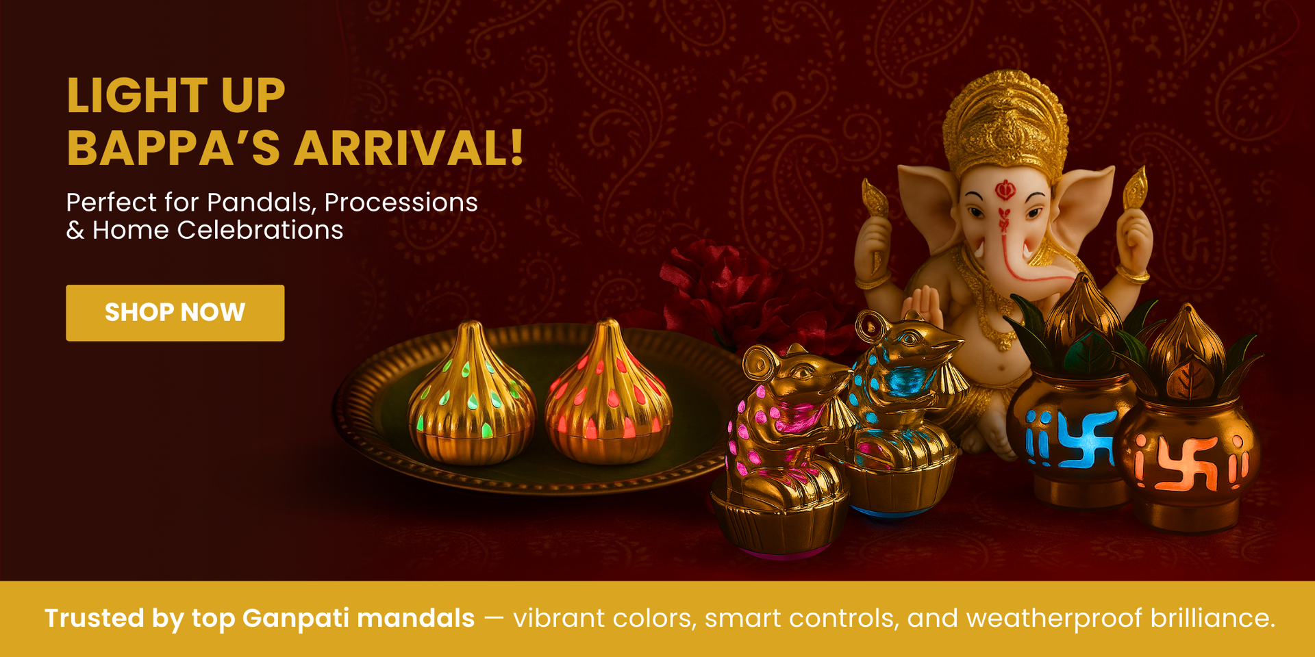 Ganpati Decoration Lights, LED Diyas & Mandap - Makhar Lighting Kits ...