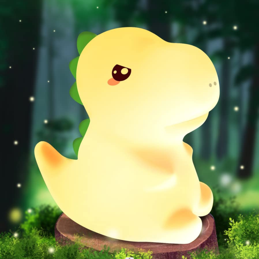 Dinosaur Silicone Night Light for Kids – Soft, Color-Changing, USB ...