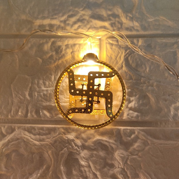 Swastik Metal String Lights - Elegant Festive Decor – Chronos Lights