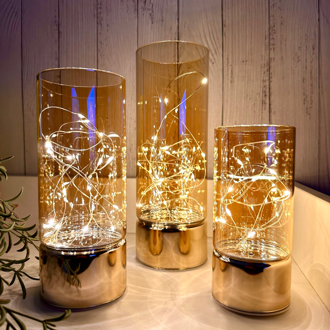 Glass Table Lamps with Fairy Lights - Open Top Glass Design – Chronos ...