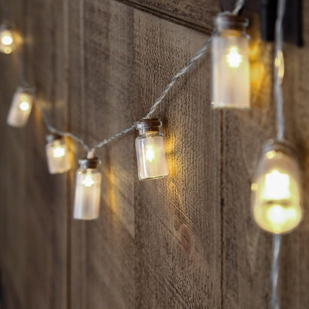Mini Glass Jar String Lights Warm White LED | Cozy Decor Illumination ...
