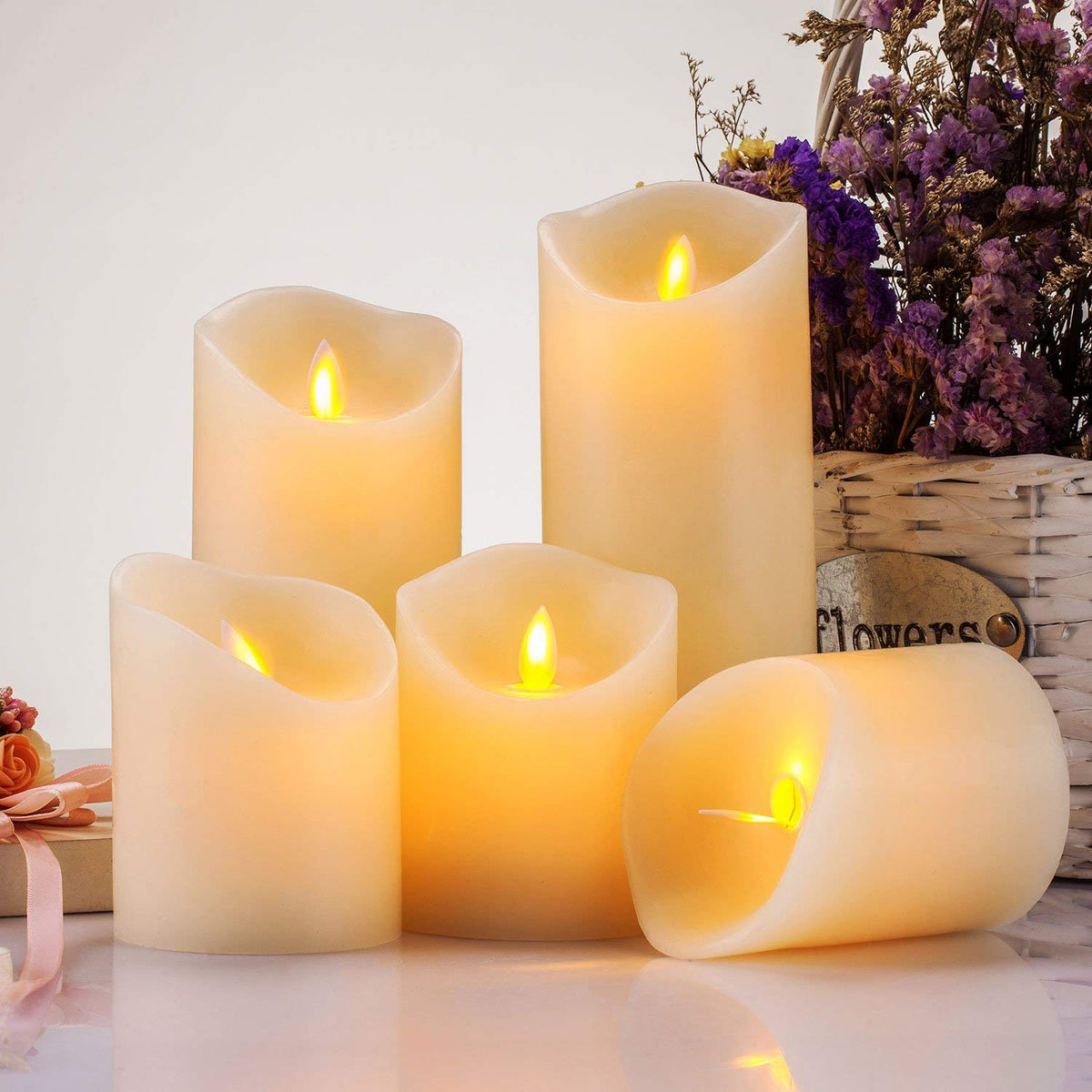 Plain Moving Wick Pillar Candles | Realistic Flame Motion ...