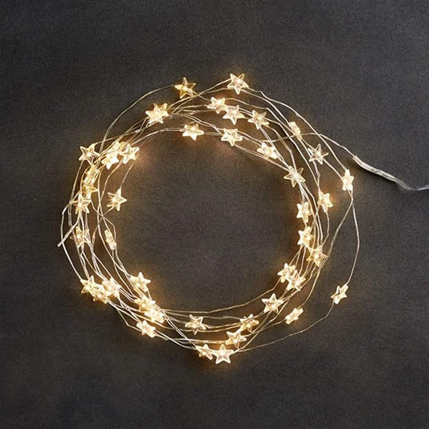 Star-Shaped Copper Wire Fairy LED String Lights - Radiant Decor Magic ...